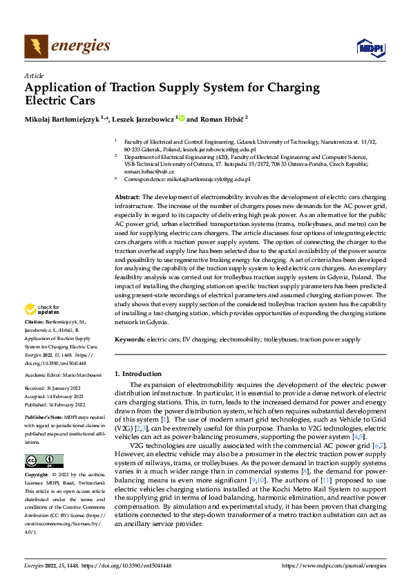 (PDF) Application of Traction Supply System for Charging Electric Cars
