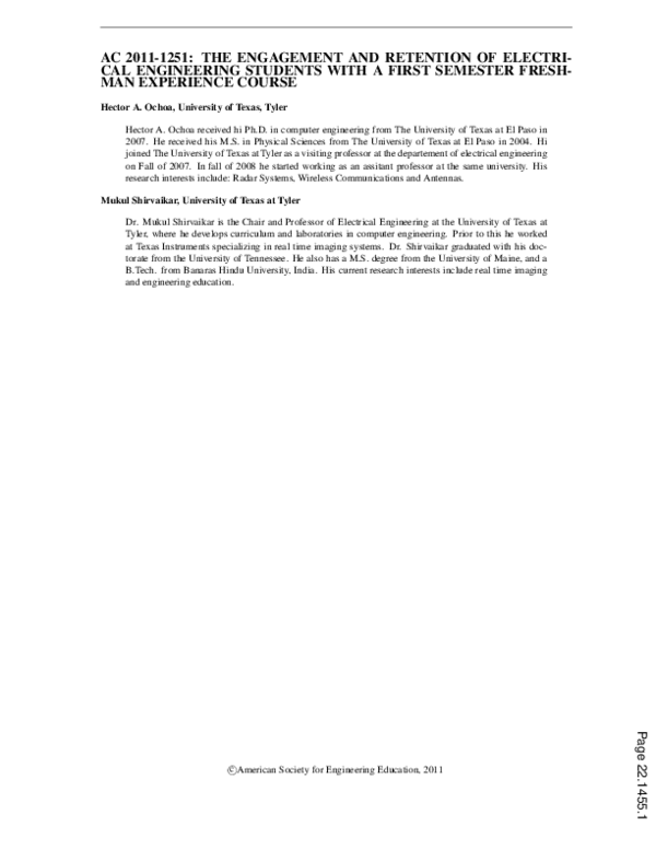 (PDF) The Engagement and Retention of Electrical Engineering Students ...