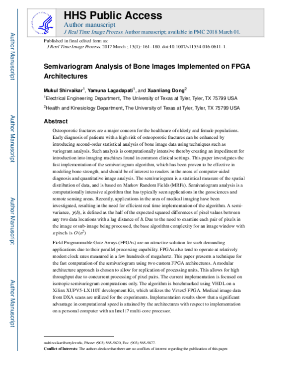(PDF) Semivariogram analysis of bone images implemented on FPGA architectures