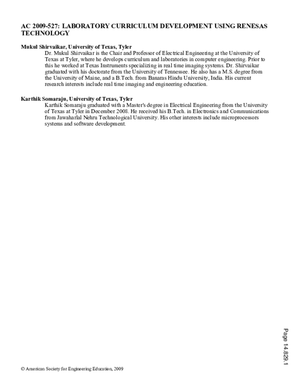 (PDF) Laboratory curriculum development using Renesas Technology