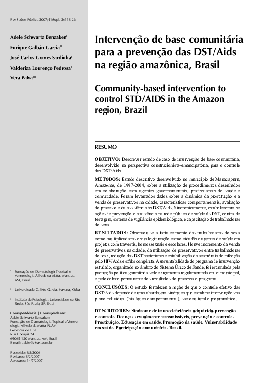 (PDF) Intervenção de base comunitária para a prevenção das DST/Aids na ...