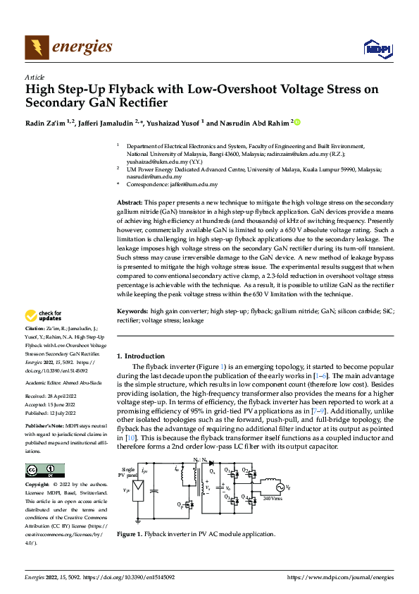 (PDF) High Step-Up Flyback with Low-Overshoot Voltage Stress on ...