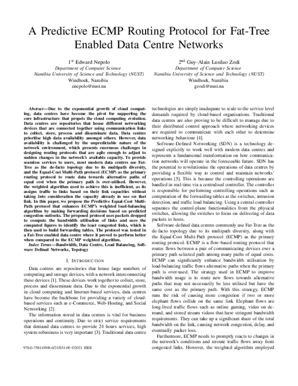 (PDF) A Predictive ECMP Routing Protocol for Fat-Tree Enabled Data ...