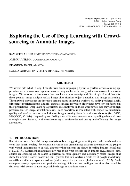 Pdf Exploring The Use Of Deep Learning With Crowdsourcing To Annotate Images