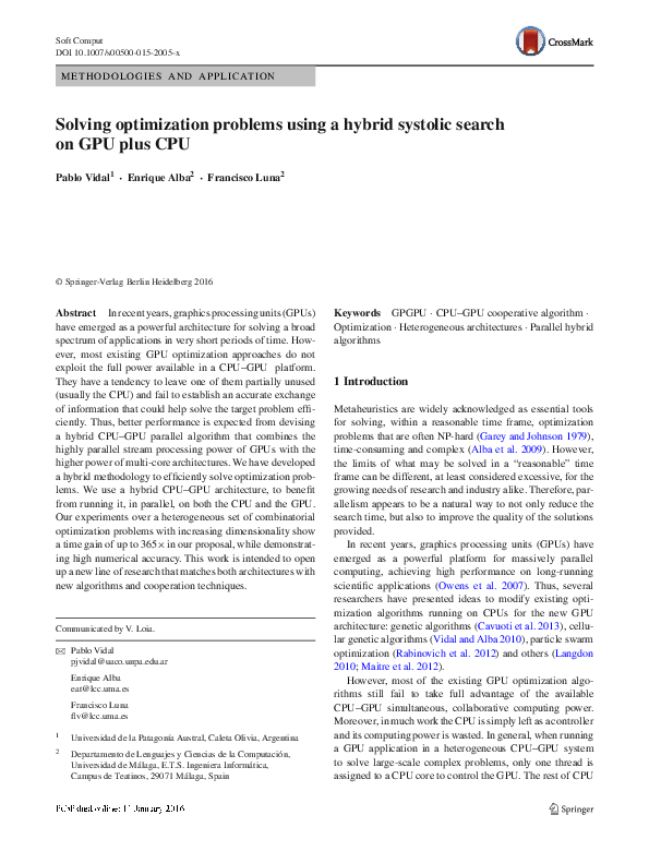 (PDF) Solving optimization problems using a hybrid systolic search on ...