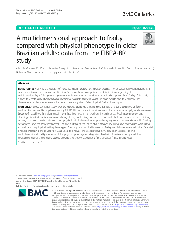 (PDF) A multidimensional approach to frailty compared with physical ...