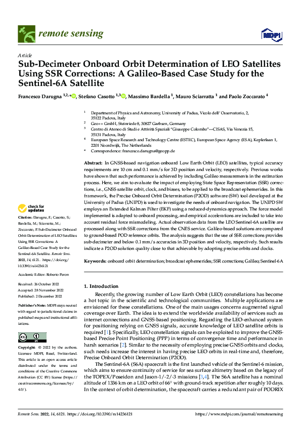 Pdf Sub Decimeter Onboard Orbit Determination Of Leo Satellites Using Ssr Corrections A