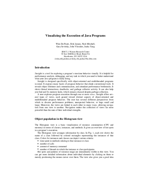 Pdf Visualizing The Execution Of Java Programs