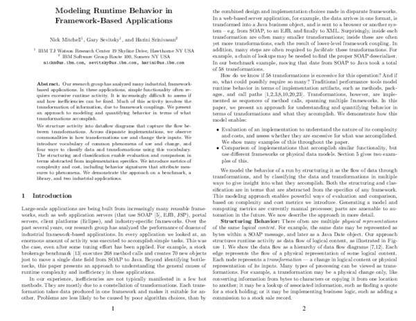 (PDF) Modeling Runtime Behavior in Framework-Based Applications