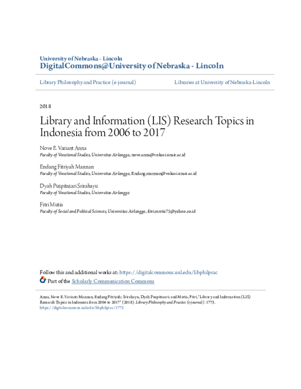 (PDF) Library and Information (LIS) Research Topics in Indonesia from ...