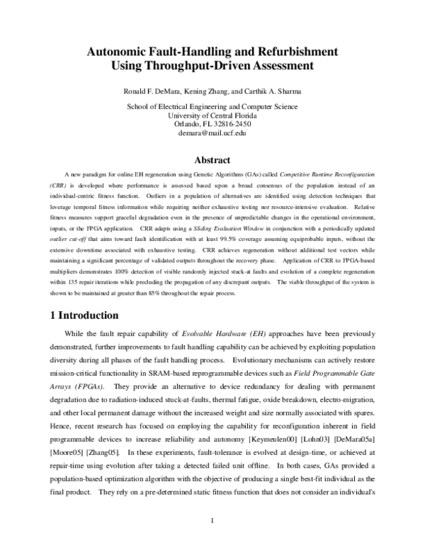(PDF) Autonomic fault-handling and refurbishment using throughput-driven assessment