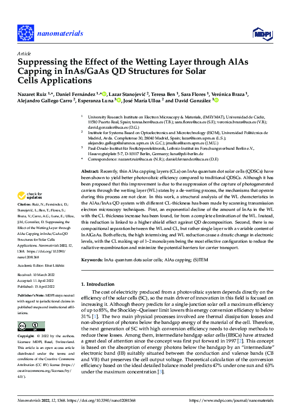 (PDF) Suppressing the Effect of the Wetting Layer through AlAs Capping ...