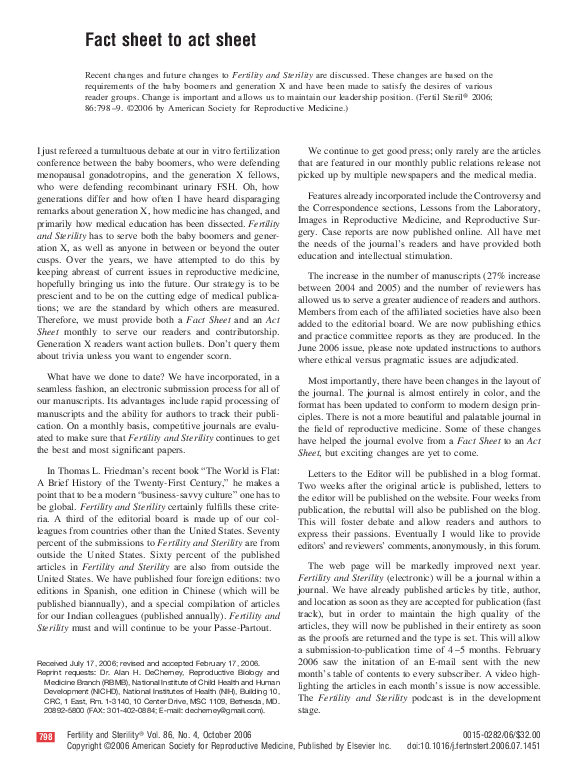 (PDF) Fact sheet to act sheet