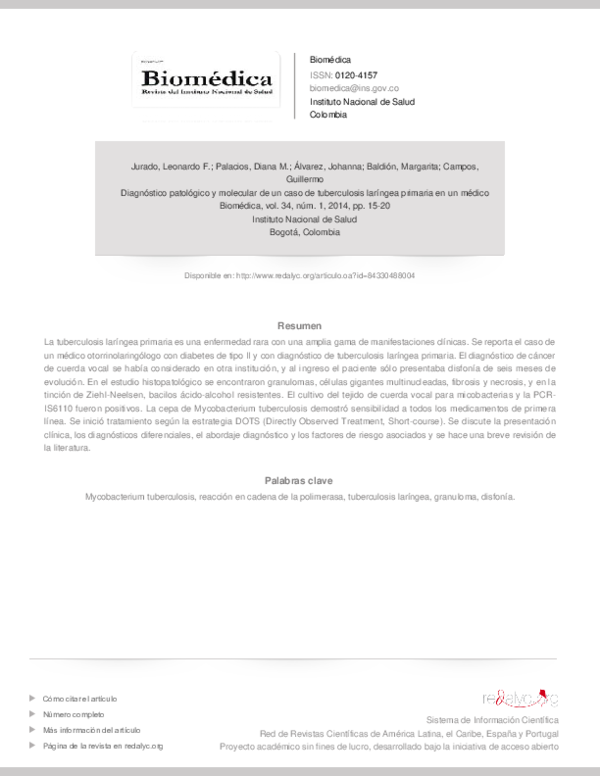 (PDF) Diagnóstico patológico y molecular de un caso de tuberculosis ...