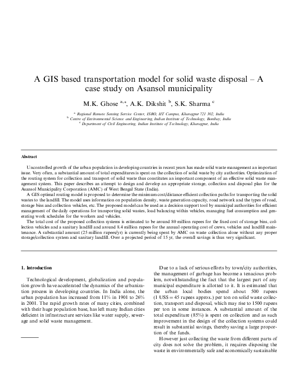 (PDF) A GIS based transportation model for solid waste disposal – A ...
