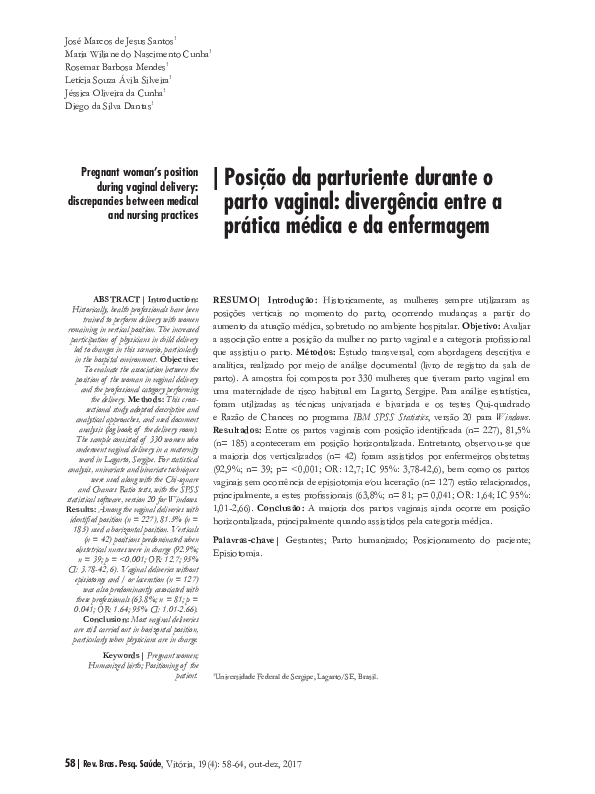 (PDF) Posição da parturiente durante o parto vaginal: divergência entre ...