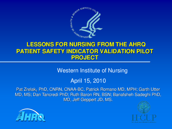 (PDF) Lessons for Nursing from the Ahrq Patient Safety Indicator ...