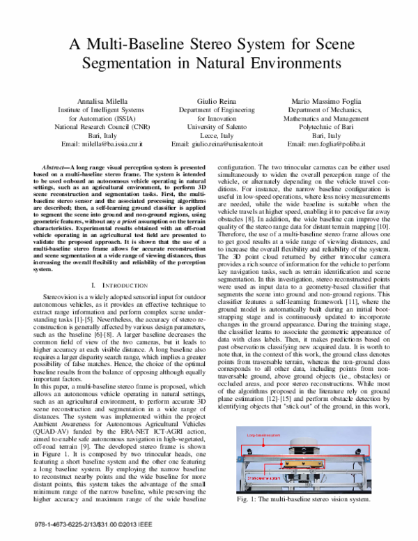 (PDF) A multi-baseline stereo system for scene segmentation in natural environments