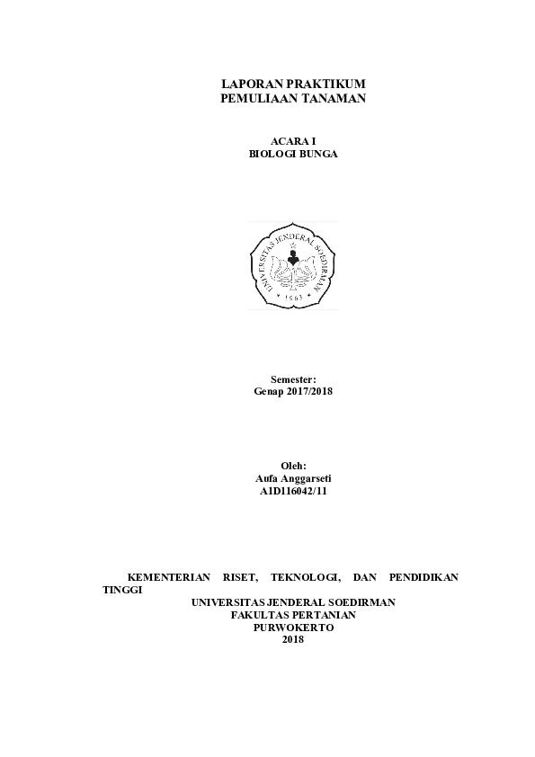 (DOC) Laporan Praktikum Pemuliaan Tanaman: Biologi Bunga