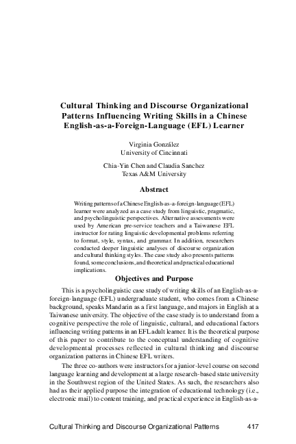 (PDF) Cultural Thinking and Discourse Organizational Patterns ...