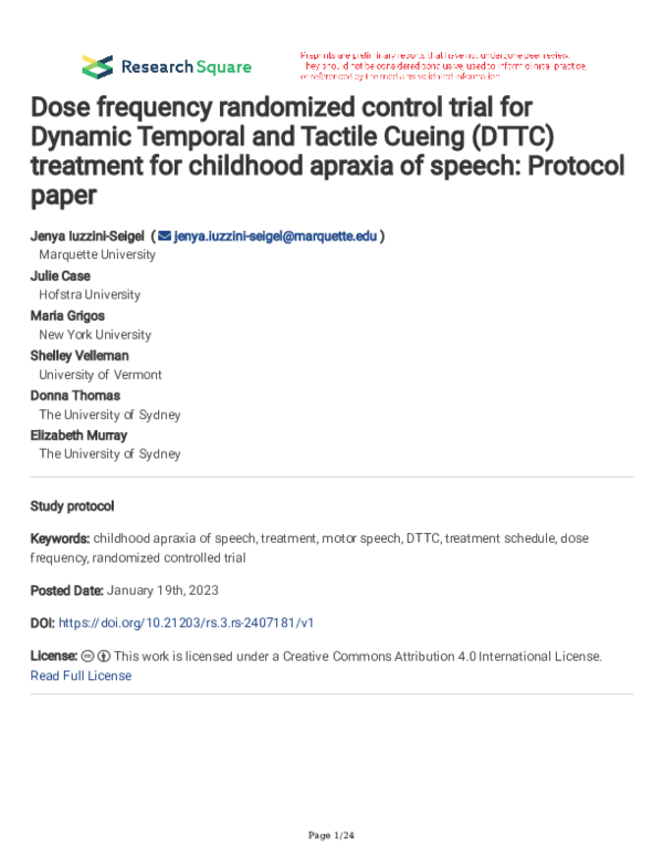 (PDF) Dose frequency randomized control trial for Dynamic Temporal and ...