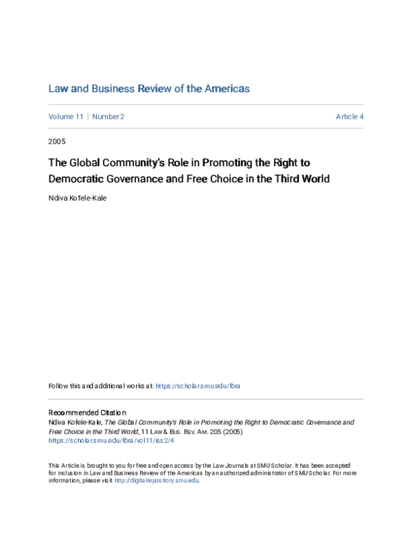(PDF) The Global Community's Role in Promoting the Right to Democratic ...
