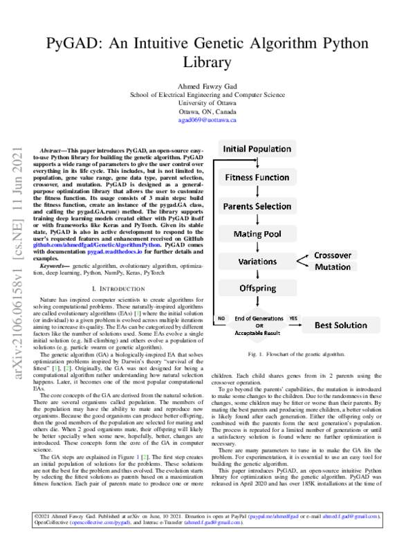 (PDF) PyGAD: An Intuitive Genetic Algorithm Python Library