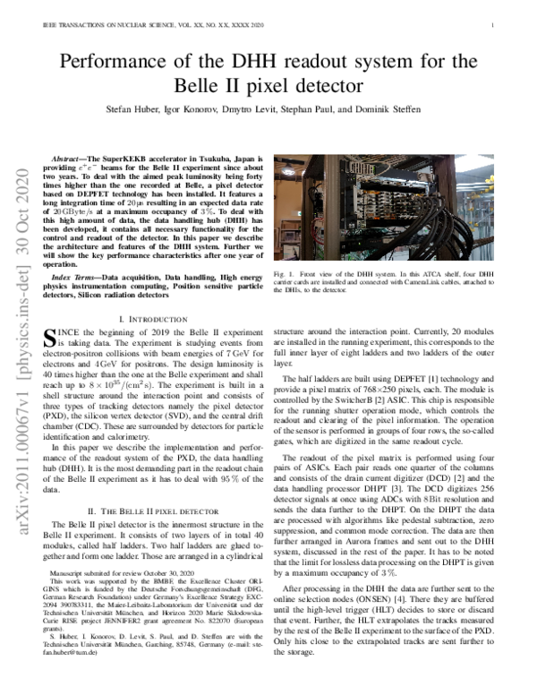 Pdf Performance Of The Dhh Readout System For The Belle Ii Pixel Detector