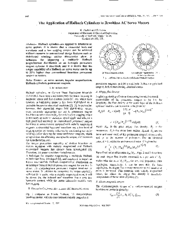 (PDF) The application of Halbach cylinders to brushless AC servo motors ...