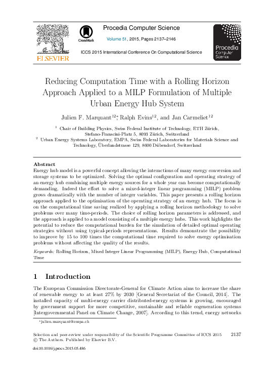 (PDF) Reducing Computation Time with a Rolling Horizon Approach Applied to a MILP Formulation of ...