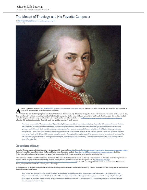 Who Was Mozart's Favorite Composer
