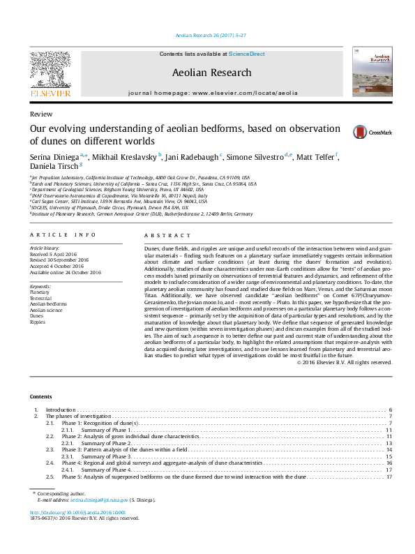 (PDF) Our evolving understanding of aeolian bedforms, based on ...