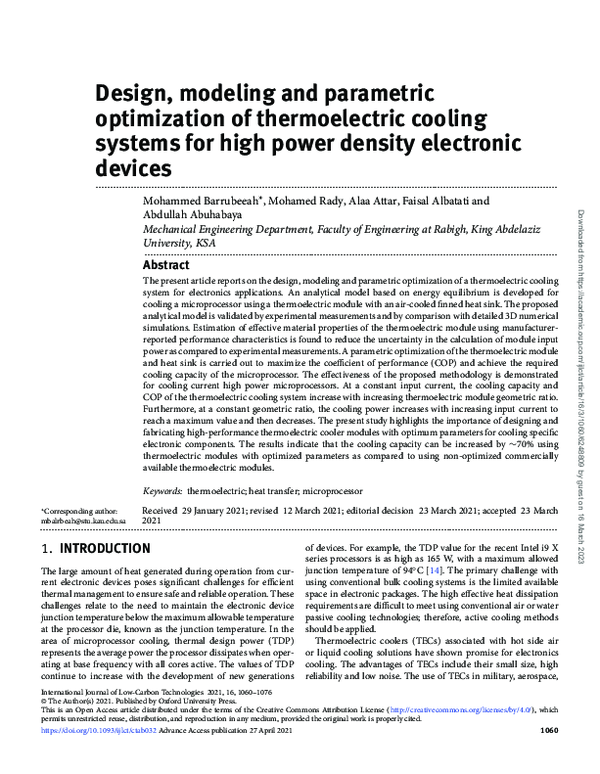 (PDF) Optimizing Thermoelectric Cooling for Electronics