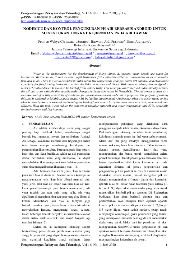 (PDF) Nodemcu Dan Kontrol Pengukuran PH Air Berbasis Android Untuk ...