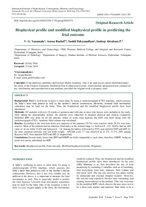 (PDF) Biophysical profile and modified biophysical profile in ...