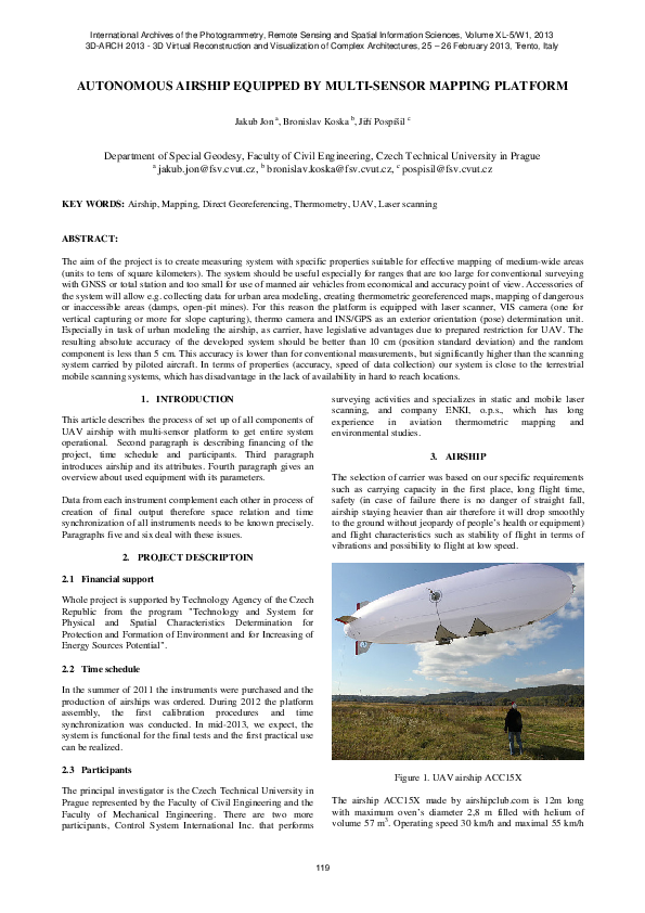 (PDF) Autonomous Airship Equipped by Multi-Sensor Mapping Platform