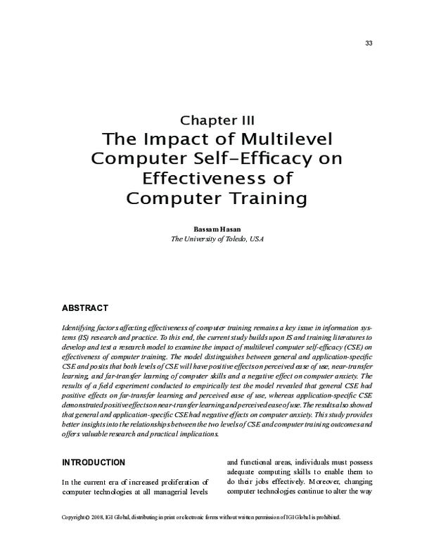 (PDF) The Impact of Multilevel Computer Self-Efficacy on Effectiveness ...