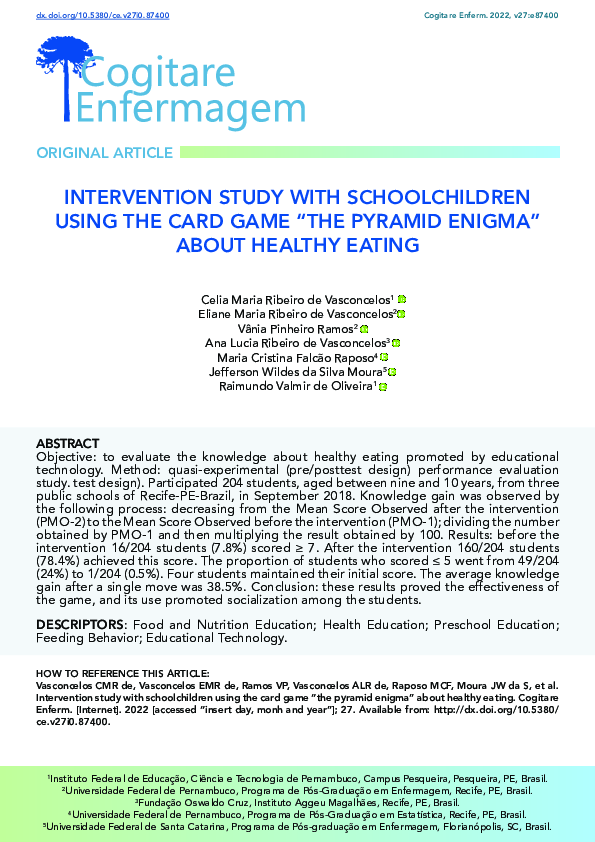(PDF) Intervention Study with Schoolchildren Using the Card Game "The ...