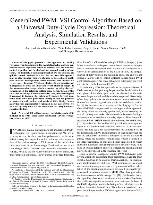 Pdf Generalized Pwmvsi Control Algorithm Based On A Universal Duty Cycle Expression 4180