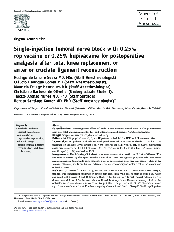 (PDF) Single-injection femoral nerve block with 0.25% ropivacaine or 0. ...