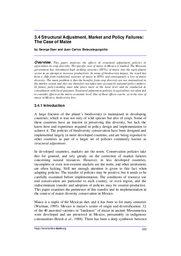 (PDF) 4 Structural Adjustment , Market and Policy Failures : The Case ...