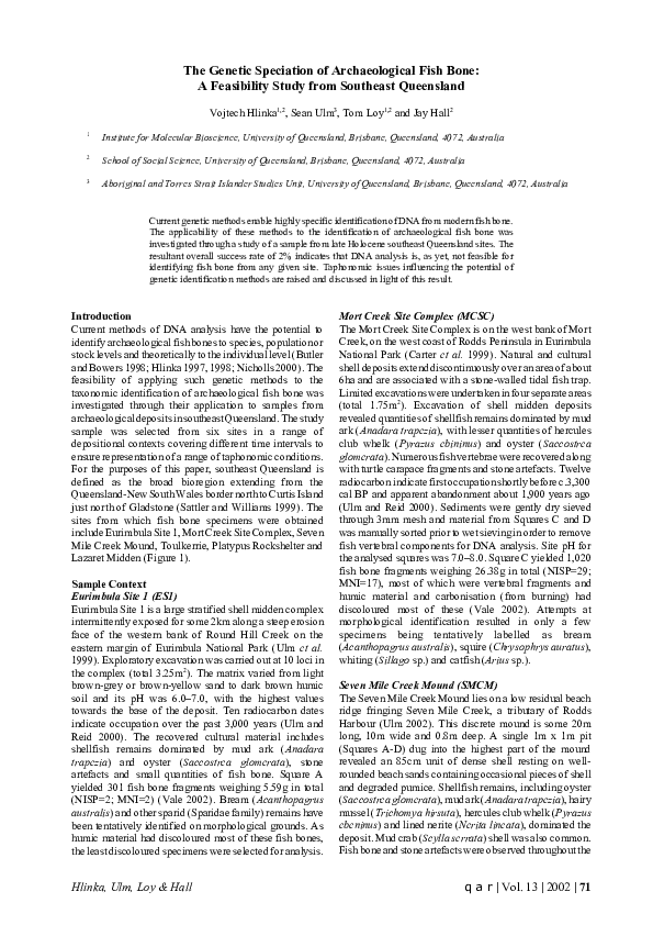 (PDF) The Genetic Speciation of Archaeological Fish Bone: A Feasibility ...