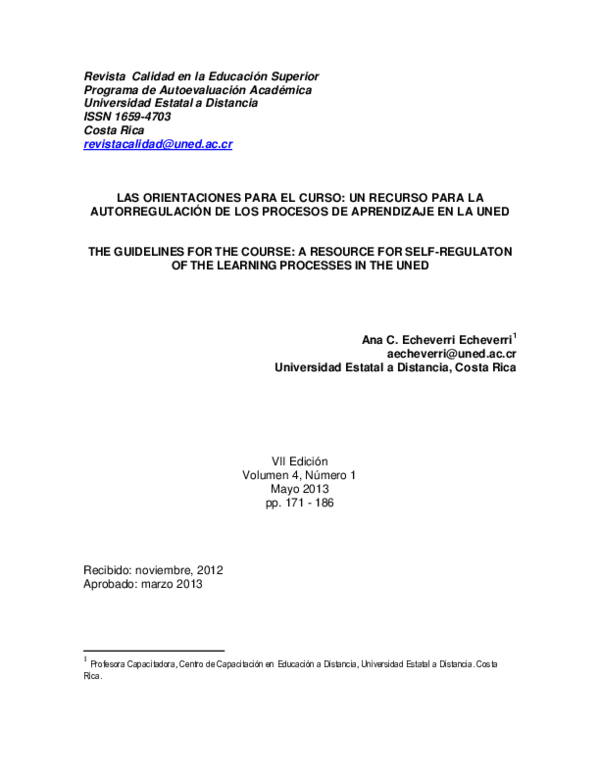 (PDF) Las Orientaciones Para El Curso: Un Recurso Para La Autorregulación De Los Procesos De ...