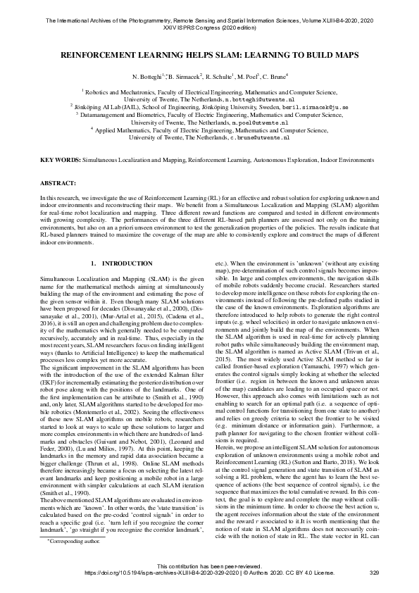 (PDF) Reinforcement Learning Helps Slam: Learning to Build Maps