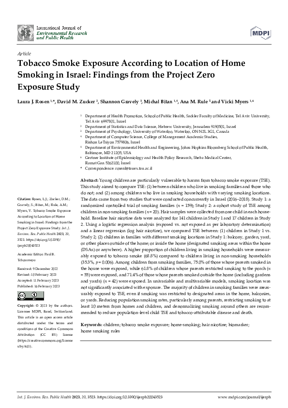 (PDF) Tobacco Smoke Exposure According to Location of Home Smoking in ...