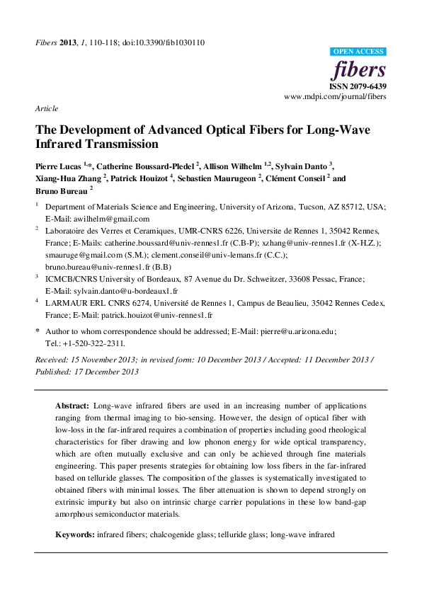 (PDF) The Development of Advanced Optical Fibers for Long-Wave Infrared ...