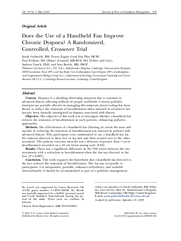 (PDF) Does the Use of a Handheld Fan Improve Chronic Dyspnea? A ...