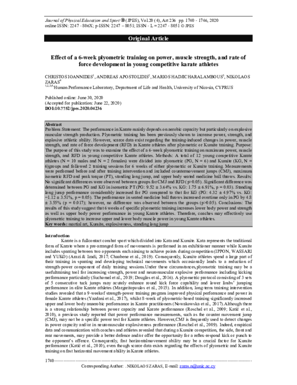 (PDF) Effect of a 6-week plyometric training on power, muscle strength ...