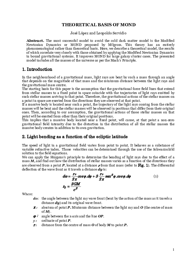 (PDF) THEORETICAL BASIS OF MOND