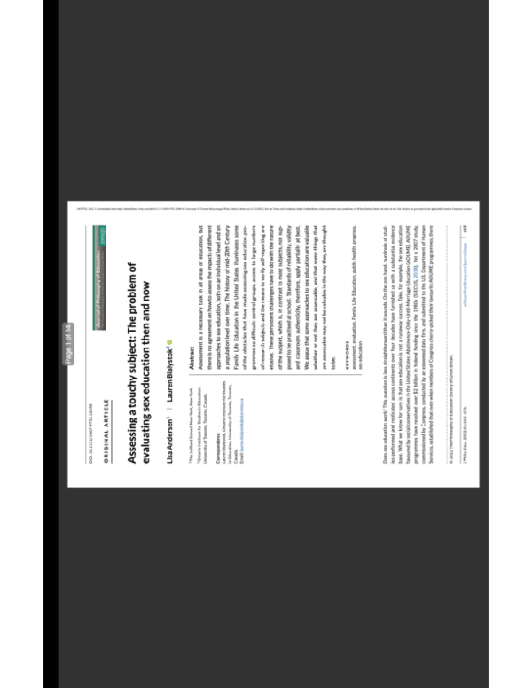 Pdf Assessing A Touchy Subject The Problem Of Evaluating Sex